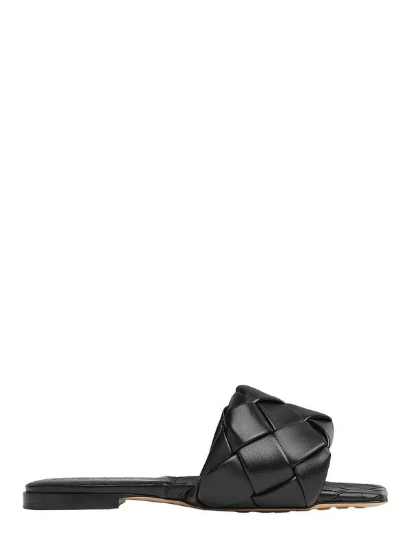BOTTEGA  VENETA Intrecciato Leather Lido Flat Sandals - Black