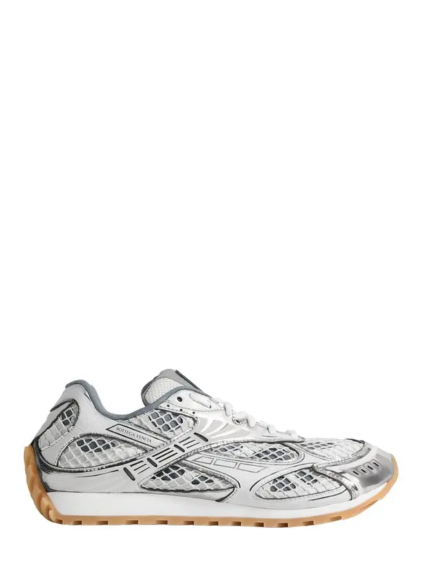 Bottega Veneta Orbit Lace-up Sneakers - Silver / White / Optic White Rubber