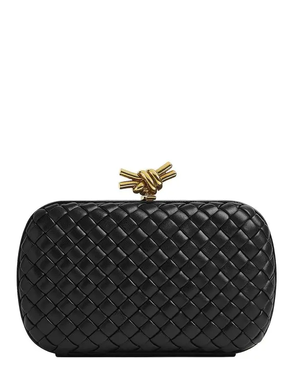BOTTEGA  VENETA Intreccio Leather Minaudière - Black