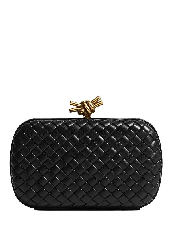 Bottega Veneta Intreccio Leather Minaudière - Black