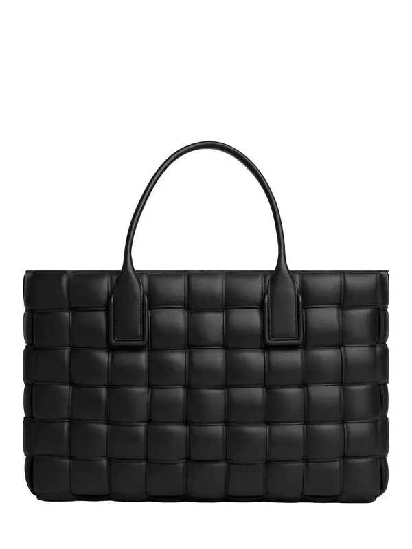 BOTTEGA  VENETA Intreccio Leather Tote Bag - Black