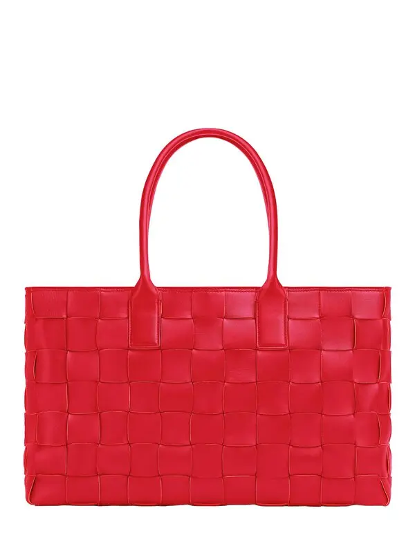 Bottega Veneta Maxi Intreccio Tote - Bright Red