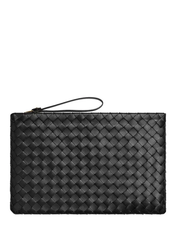 Bottega Veneta Intrecciato Leather Pouch - Black