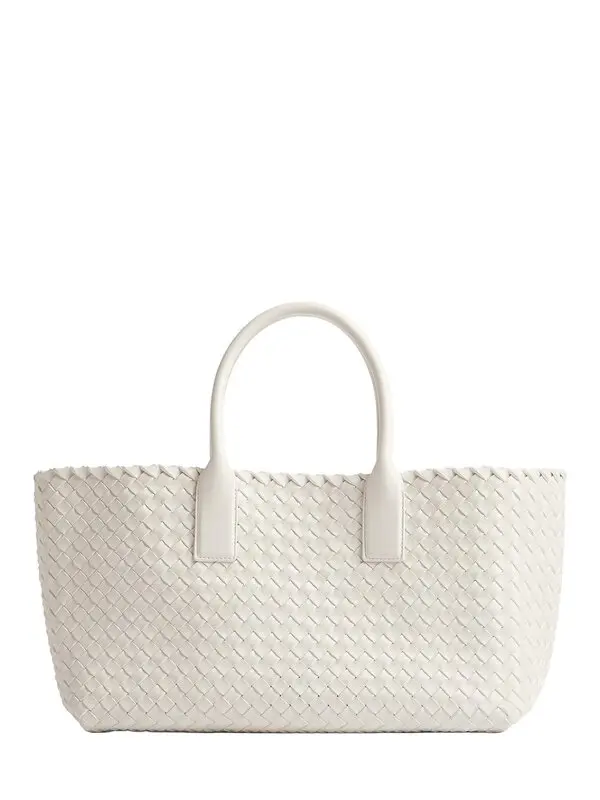 Bottega Veneta Small Cabat Intreccio Tote - White