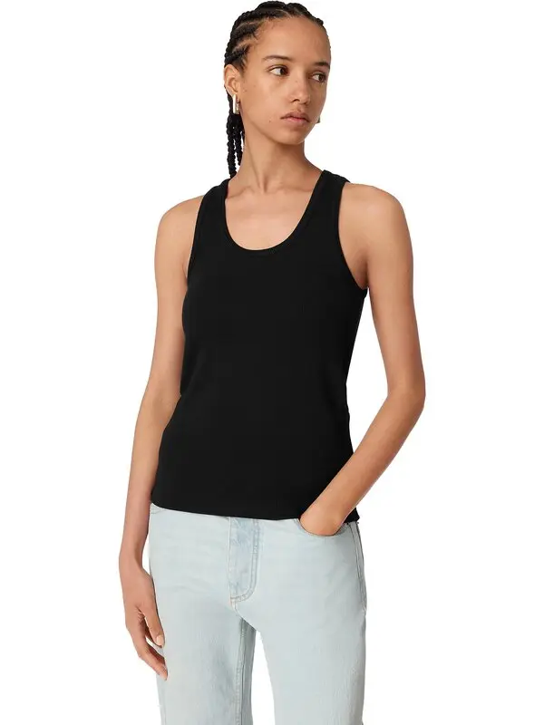 Bottega Veneta Stretch Ribbed Cotton Tank Top - Black