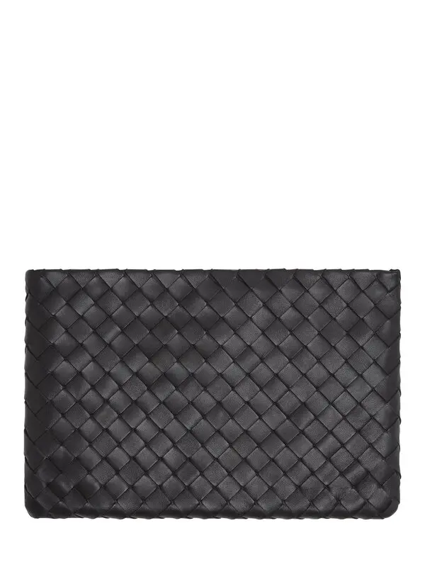 Bottega Veneta Medium Intrecciato Leather Pouch - Black