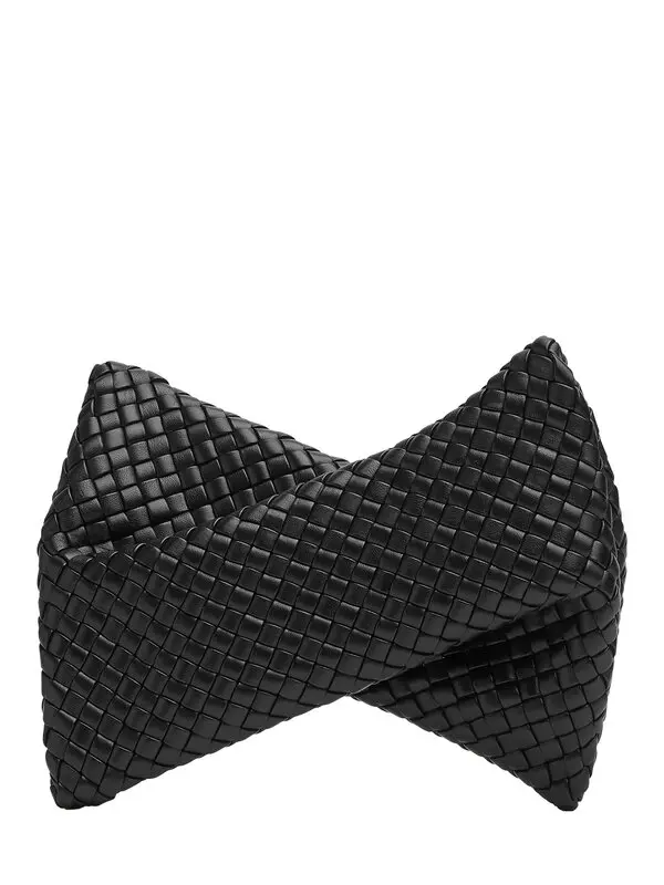 BOTTEGA  VENETA Crisscross Padded Intreccio Clutch - Black