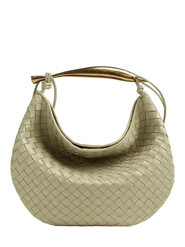 BOTTEGA  VENETA Large Intrecciato Leather Sardine Shoulder Bag - Travertine