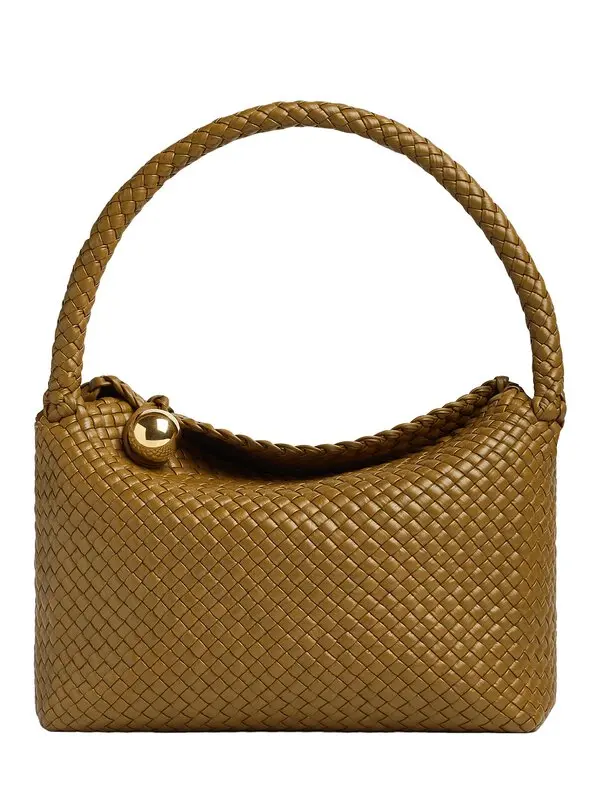 BOTTEGA  VENETA Intreccio Leather Shoulder Bag - Acorn