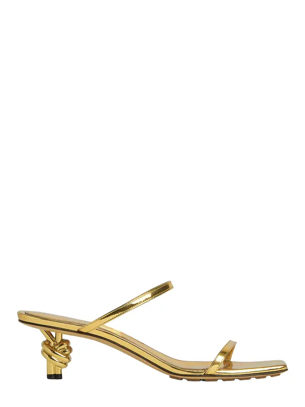 Bottega Veneta Knot Heel Mules - Gold