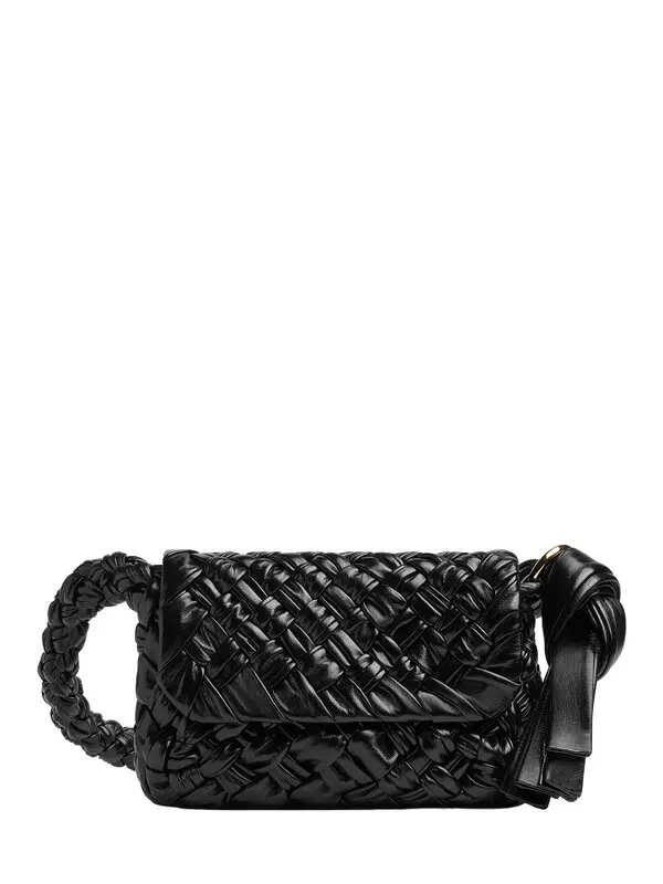 BOTTEGA  VENETA Kalimero Citt Foulard Intreccio Shoulder Bag - Black
