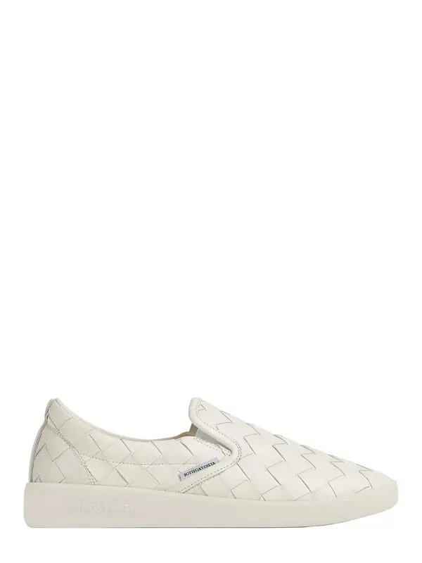 Bottega Veneta Intrecciato Leather Slip-on Sneakers - White