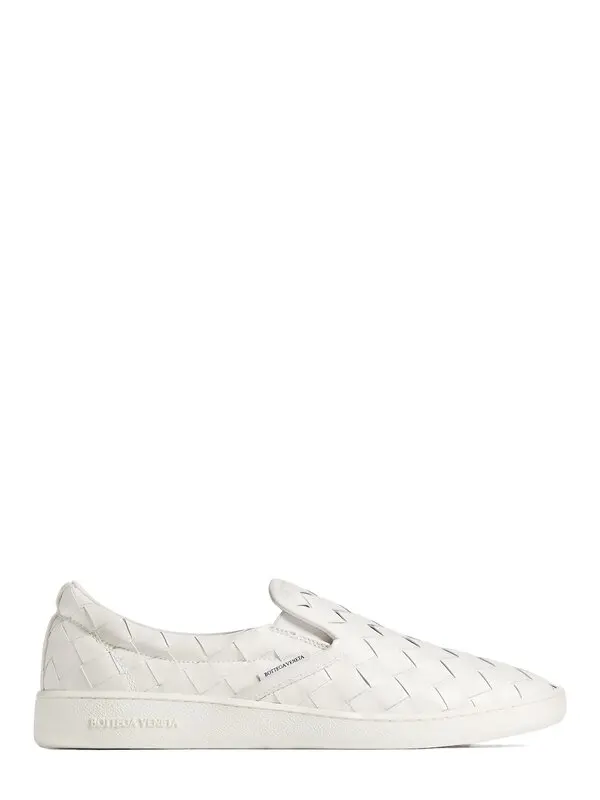 Bottega Veneta Intrecciato Leather Slip-on Sneakers - White