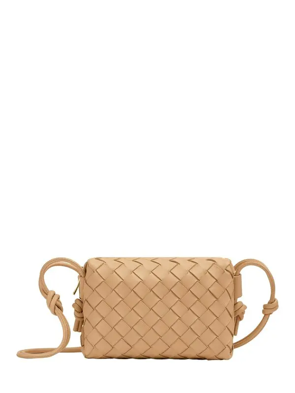 BOTTEGA  VENETA Mini Intrecciato Leather Camera Bag - Almond