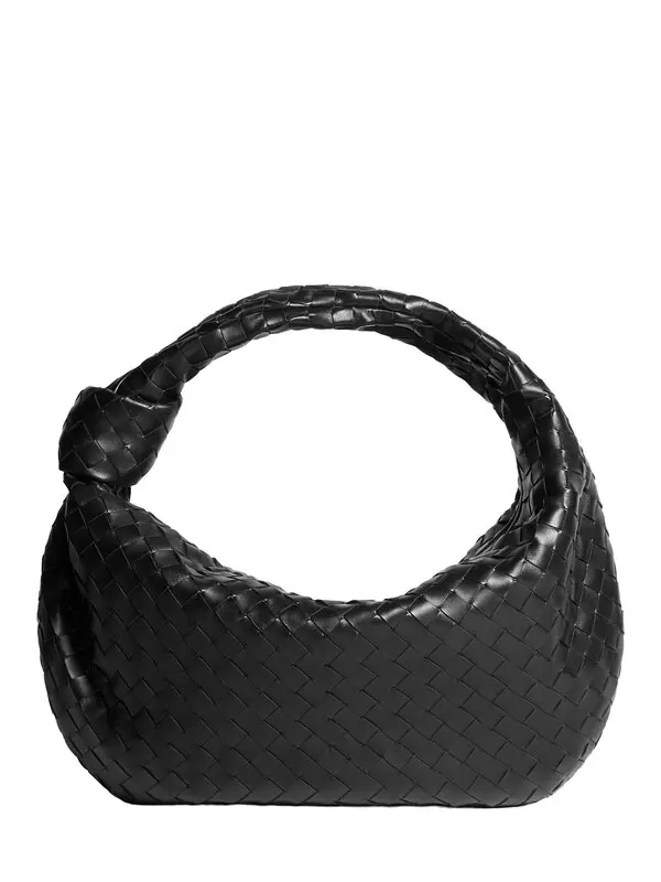 Bottega Veneta Intrecciato Leather Jodie Shoulder Bag - Black