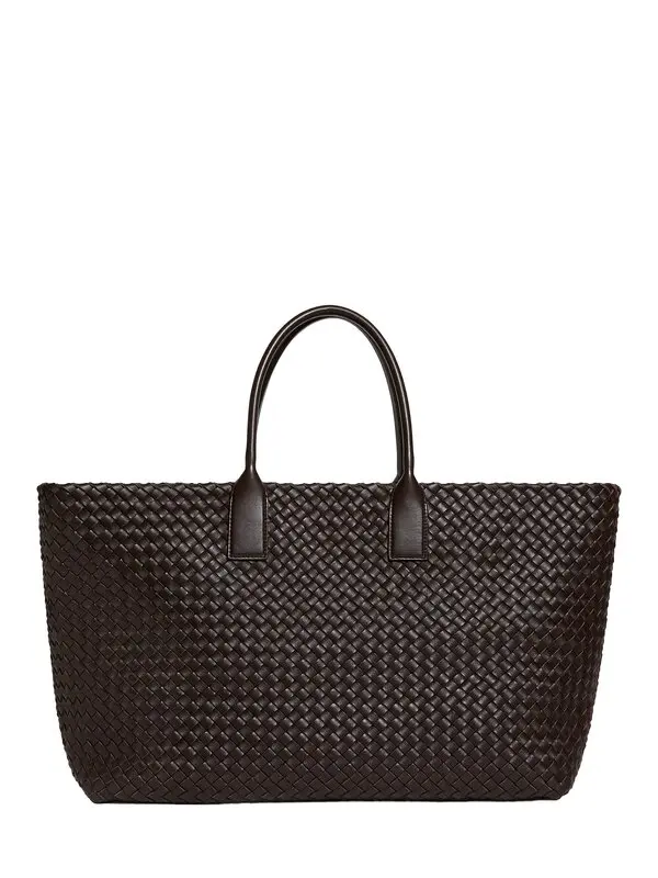 Bottega Veneta Large Intreccio Leather Cabat Tote Bag - Fondant