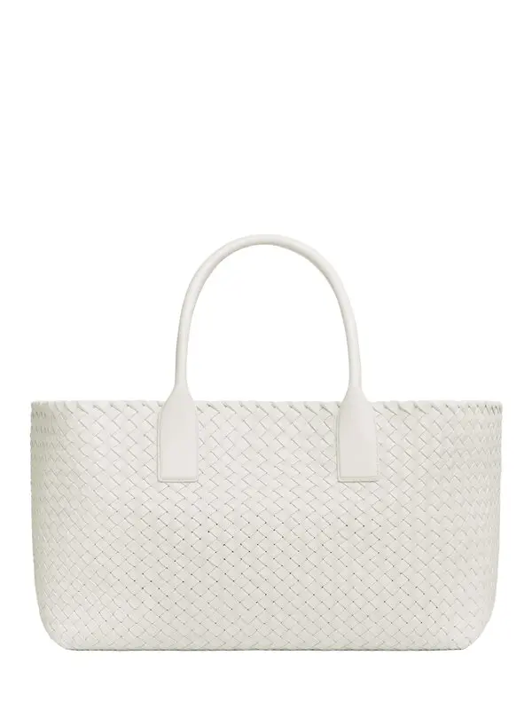 BOTTEGA  VENETA Medium Intreccio Cabat Tote Bag - White