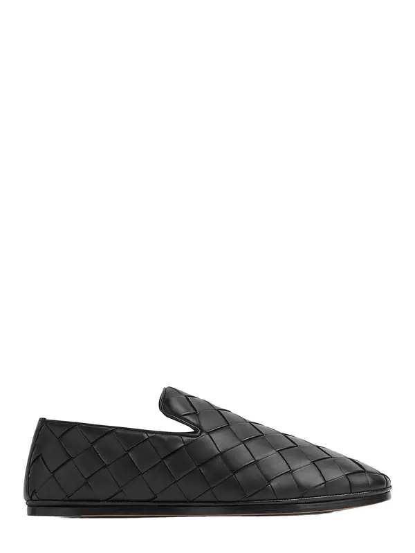 Bottega Veneta Intrecciato Leather Slippers - Black
