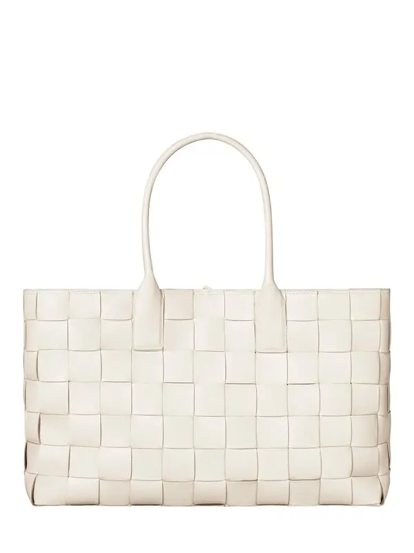 BOTTEGA  VENETA Maxi Intreccio Leather Tote Bag - White