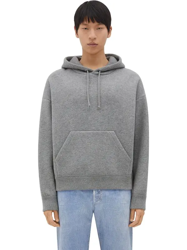 BOTTEGA  VENETA Bottega Veneta Compact Cashmere Hoodie - Light Gray Melange