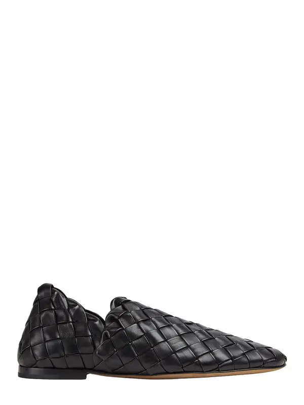 Bottega Veneta Intrecciato Leather Slippers - Black