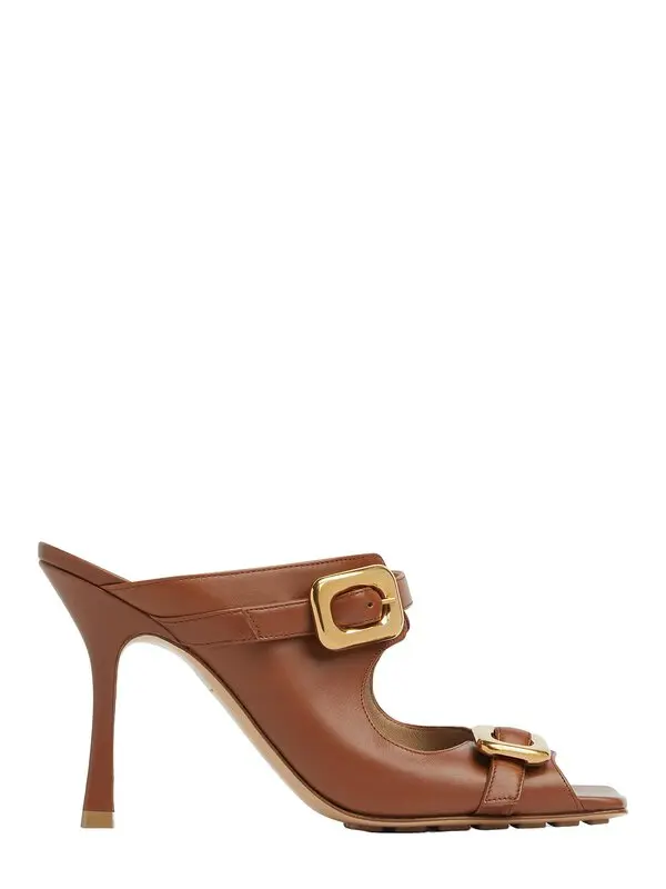 BOTTEGA  VENETA Stretch Buckle Mule Sandal - Caramel