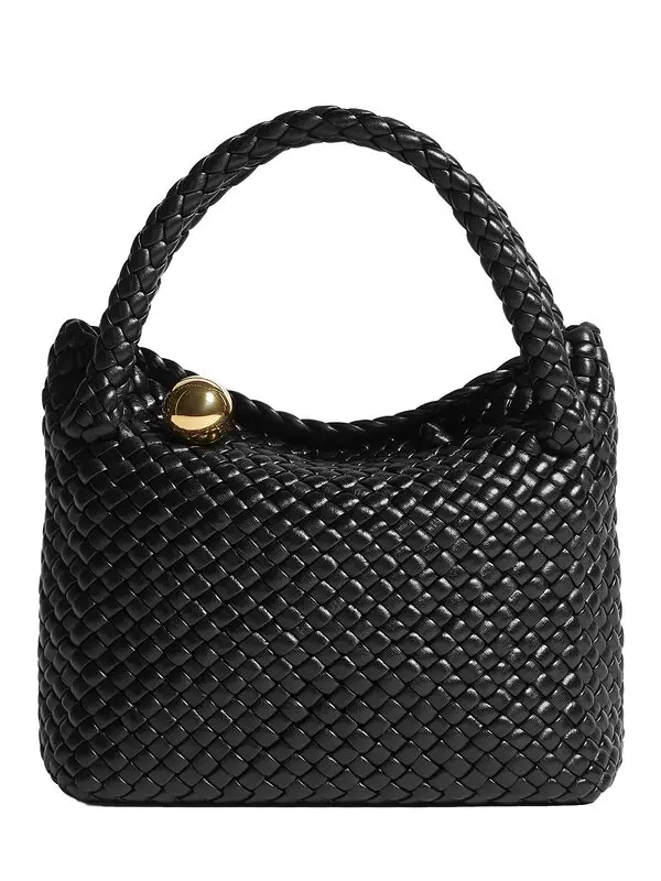 Bottega Veneta Small Intreccio Leather Cross-body Bag - Black