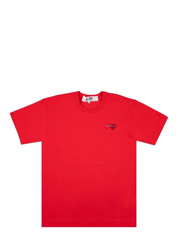 Play Comme Des Garcon Double Heart Logo T-shirt - Red
