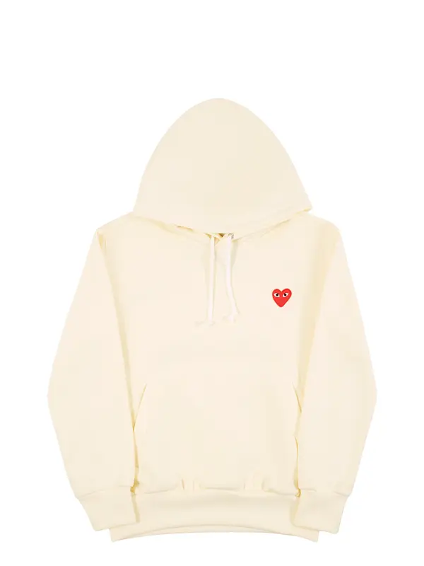 Play Comme Des Garcon Heart Logo Hooded Sweatshirt - White