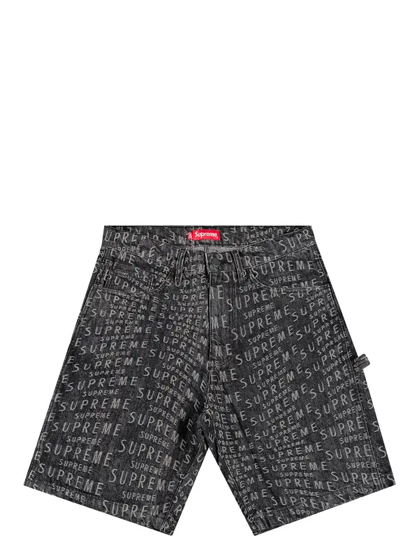 Supreme Warp Jacquard Logos Denim Painter Short - Black