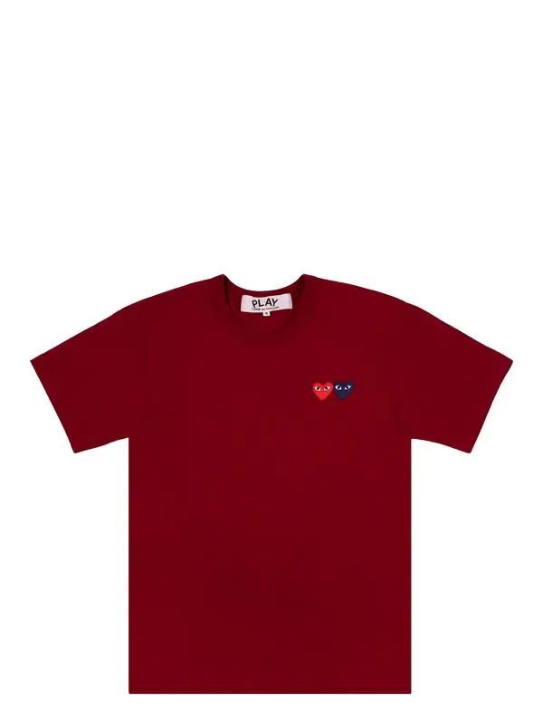 Play Comme Des Garcon Double Heart Logo T-shirt - Red