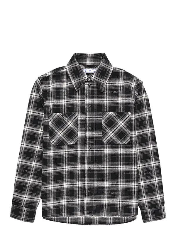Off-White Stencil Flannel Checked Shirt - Black