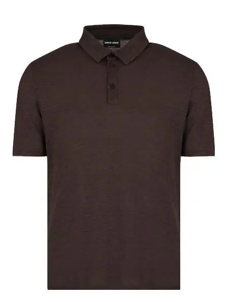 Giorgio Armani Short-sleeved Polo Shirt In Pure Linen Jersey - Red