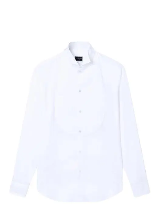 Giorgio Armani Icon Tuxedo Shirt In Cotton Poplin - White