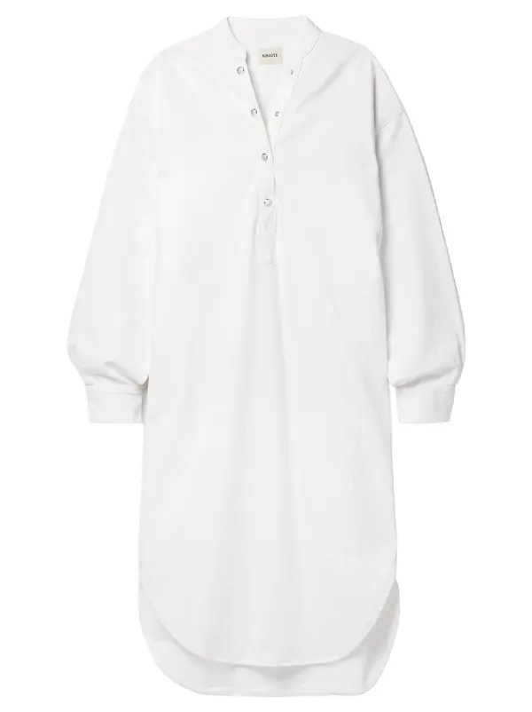 Khaite Seffi Oversized Midi Shirt Dress - White