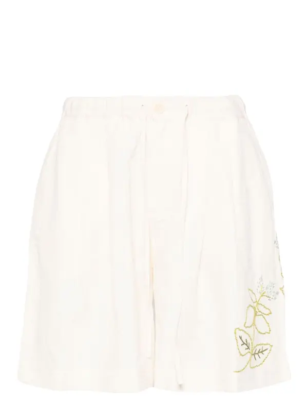 STORY MFG. Bridge Floral-embroidered Shorts - White