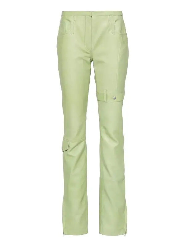 Acne Studios Logo-patch Leather Trousers - Green