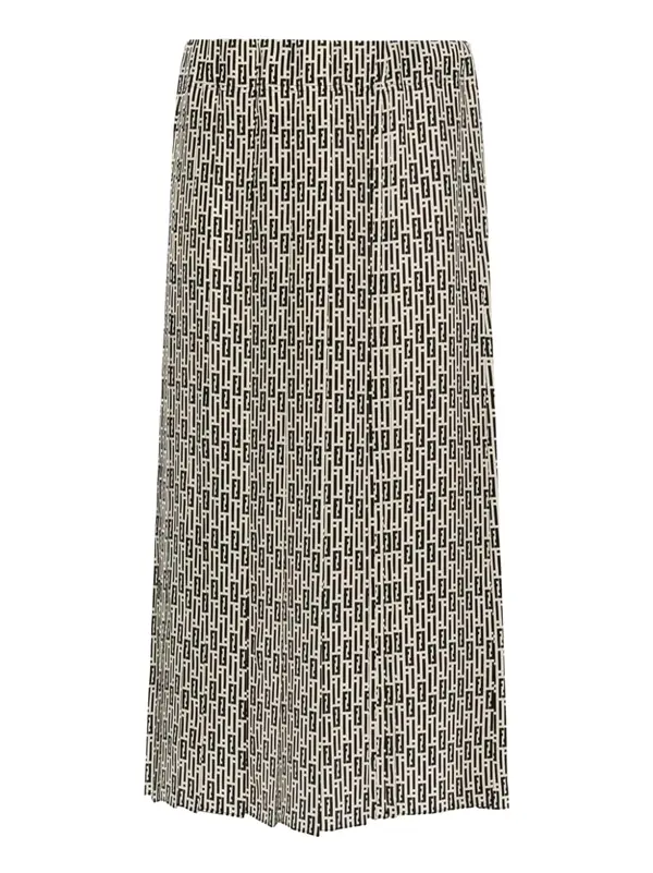 Fendi Graphic-print Silk Midi Skirt - Neutrals