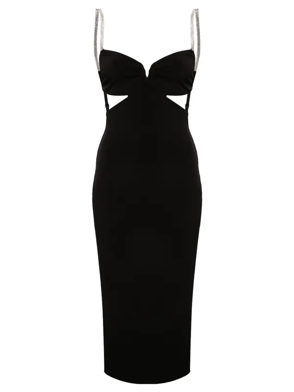 NISSA Open-back Jersey Midi Dress - Black