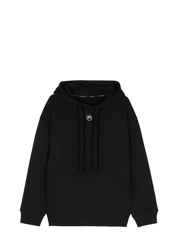 MARINE SERRE Crescent Moon-embroidery Hoodie - Black