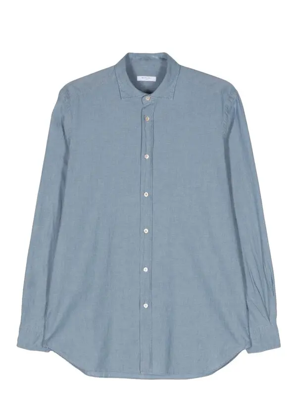 Boglioli Slub-texture Cotton Shirt - Blue