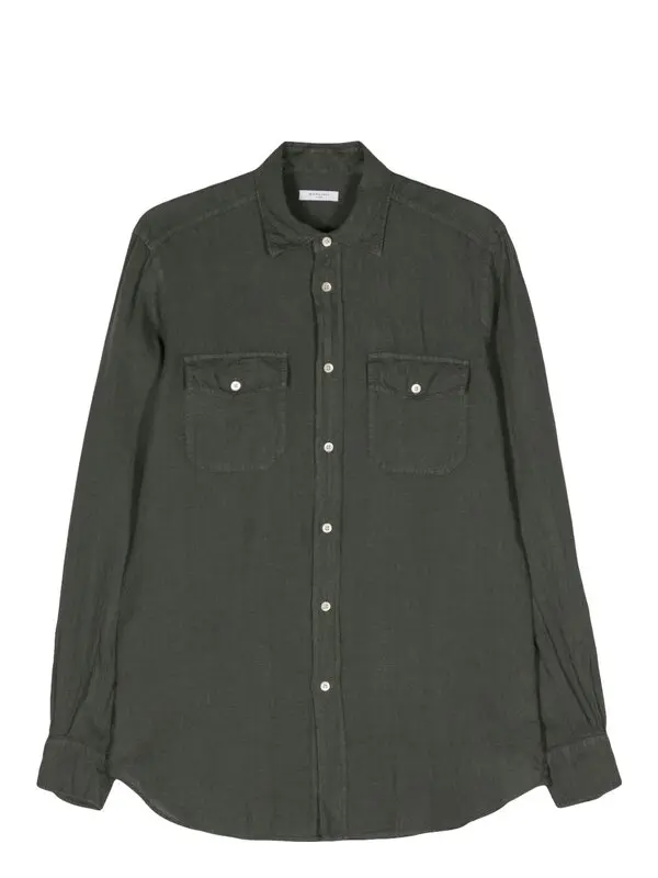 Boglioli Slub-texture Linen Shirt - Green