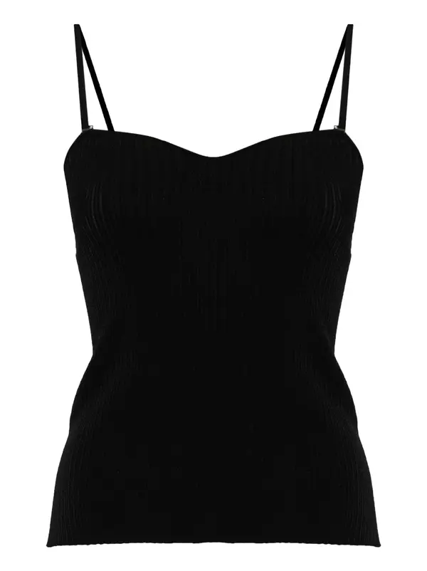 Emporio Armani Sweetheart-neck Ribbed Tank Top - Black