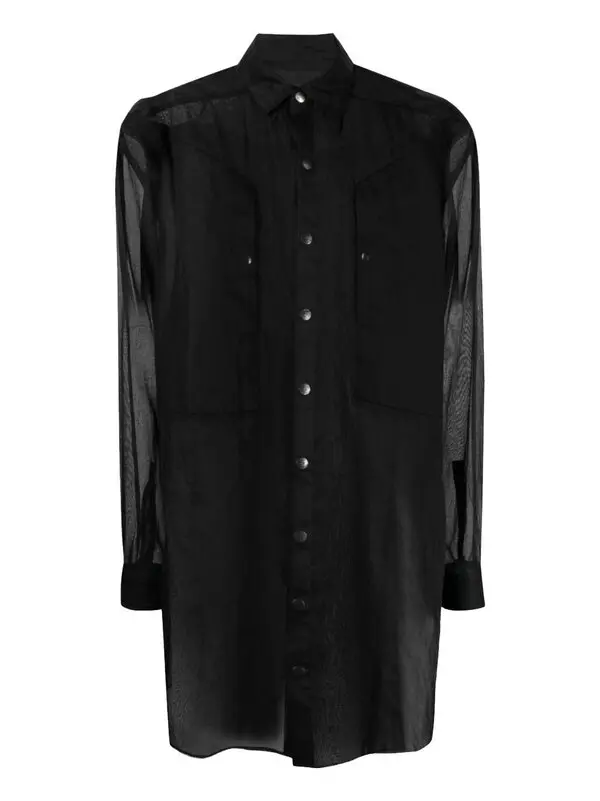 Rick Owens Jumbo Fogpocket Semi-sheer Shirt - Black