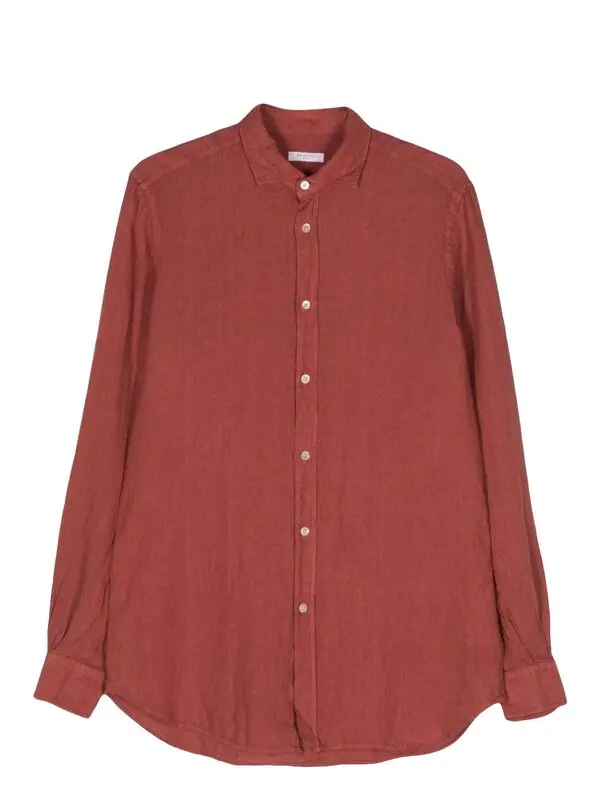 Boglioli Slub-texture Linen Shirt - Red