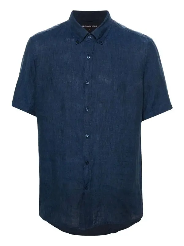 Michael Kors Short-sleeve Linen Shirt - Blue