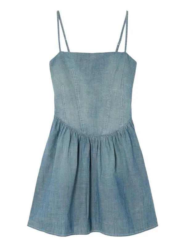 RE/DONE Corset-bodice Chambray Minidress - Blue