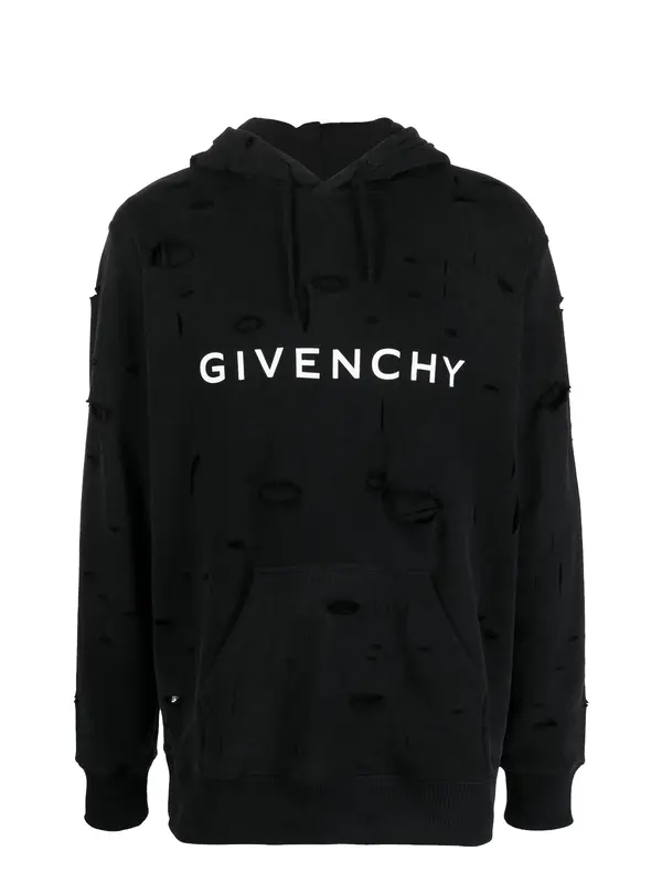 Givenchy Distressed-effect Drawstring Hoodie - Black