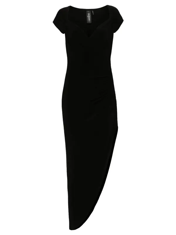 Norma Kamali Cap-sleeves Asymmetric Dress - Black