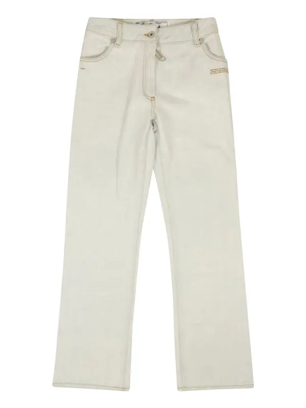 Off-White Cropped Jeans With Logo Appliqu - Blue